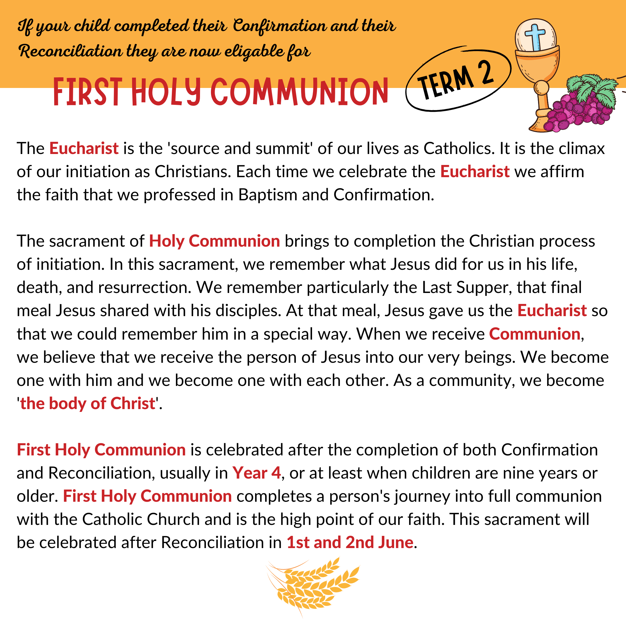 First Holy Communion - Catholic Diocese of Broken Bay