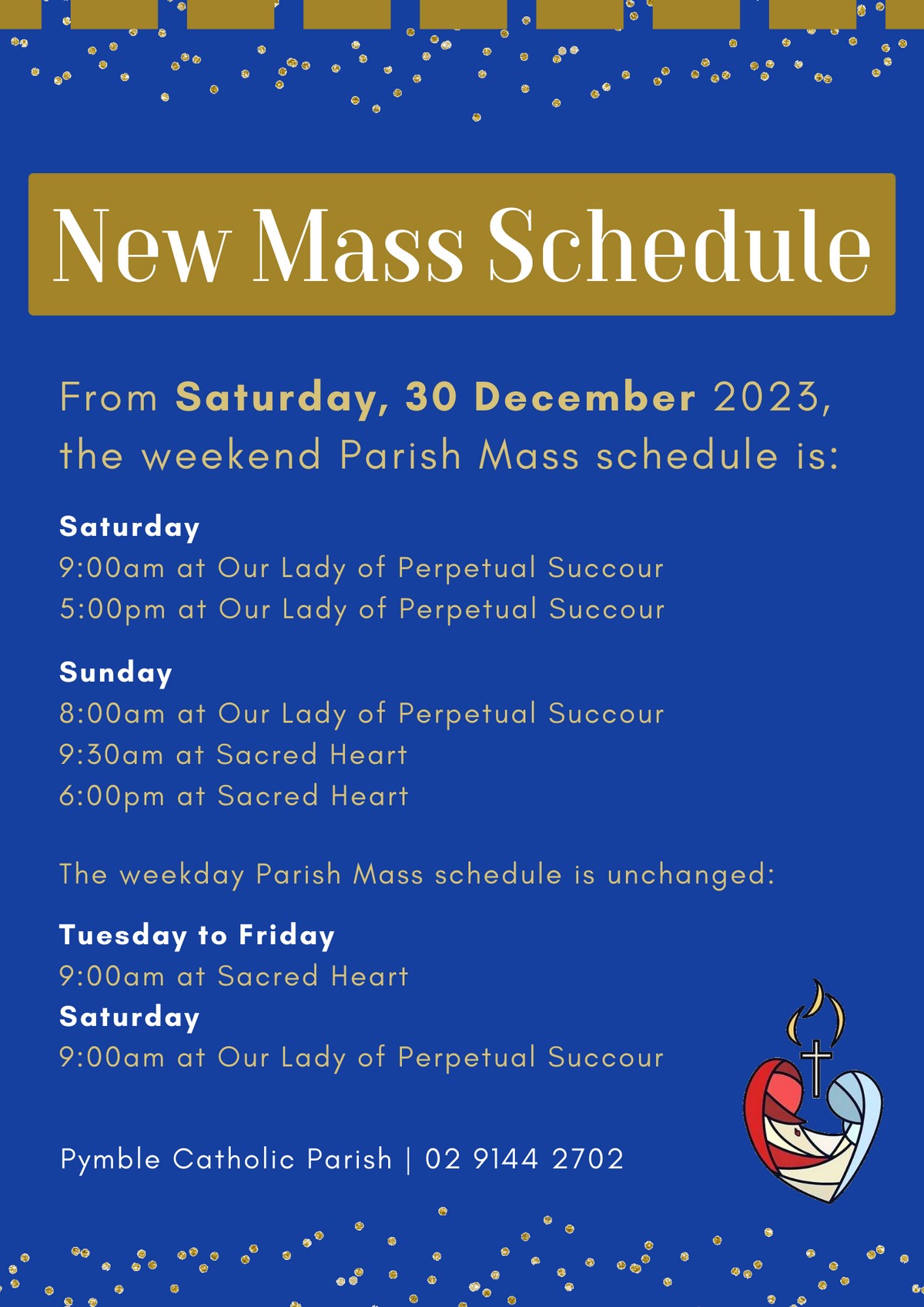 Mass Schedule - Catholic Diocese of Broken Bay