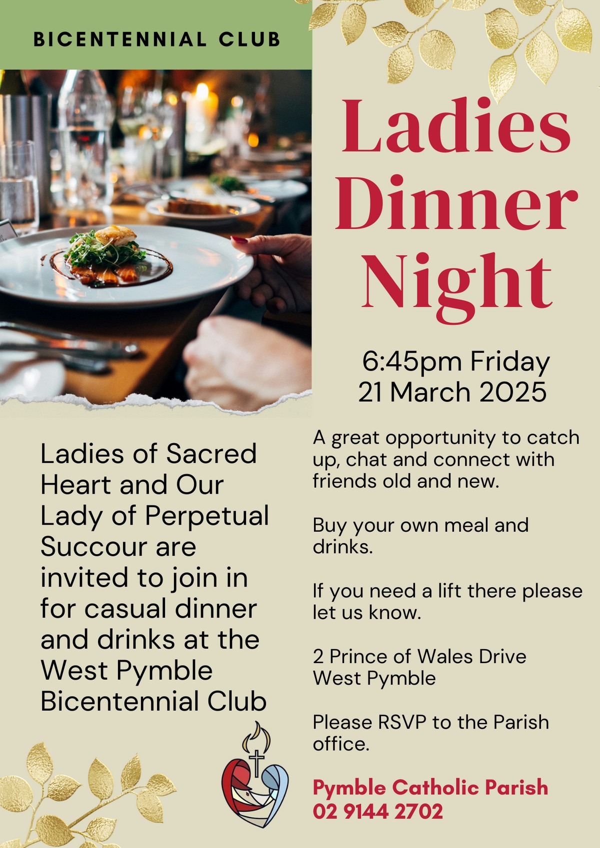 Ladies Dinner - Catholic Diocese of Broken Bay